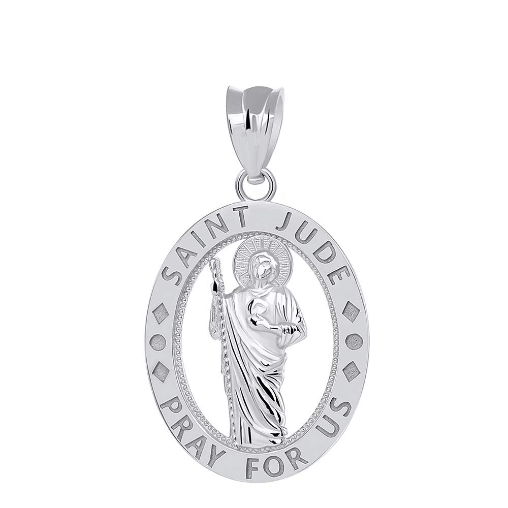 CaliRoseJewelry Sterling Silver Saint Jude Pray for Us Charm Oval Pendant