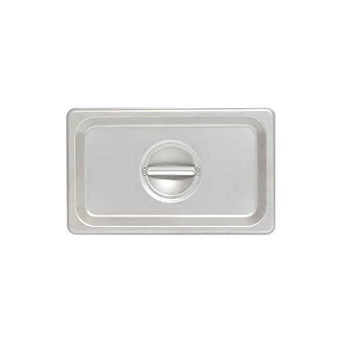 Thunder Group STPA5140C Steam Table Pan Cover, 1/4 Size, Solid with Handle, Reinforced Corners, 24 Gauge, Stainless Steel, NSF (Made in China), Pack of 12