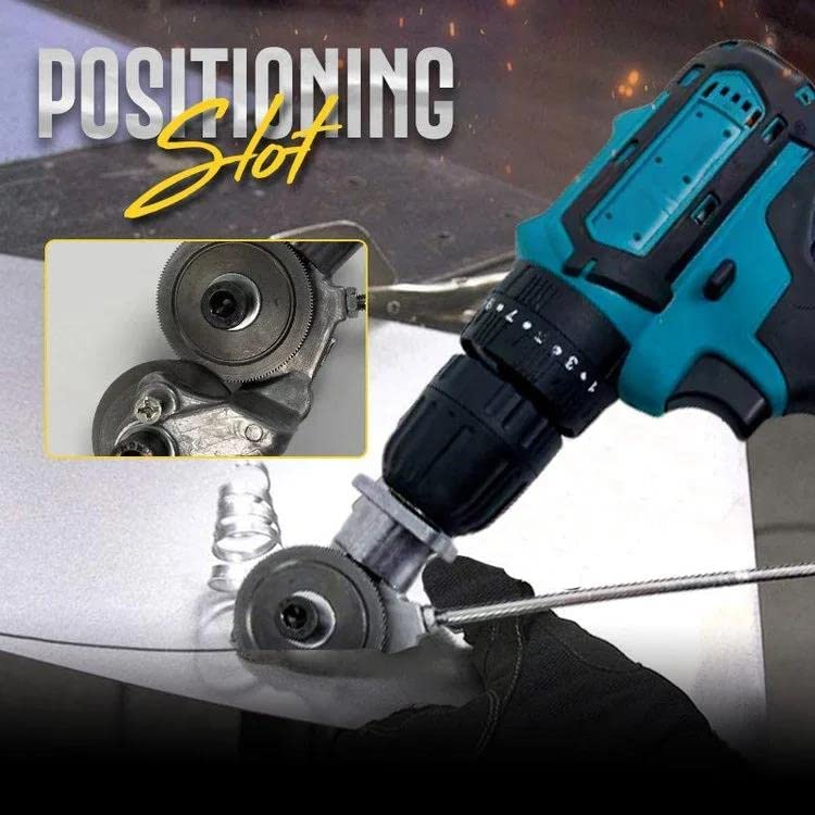 Electric Drill Plate Cutter, Power Sheet Metal Shear, Metal Cutter Drill Attachment Double Headed Sheet, Metal Sheet Cutter Head for Electric Drill Clippers Scissors (Stainless Steel)