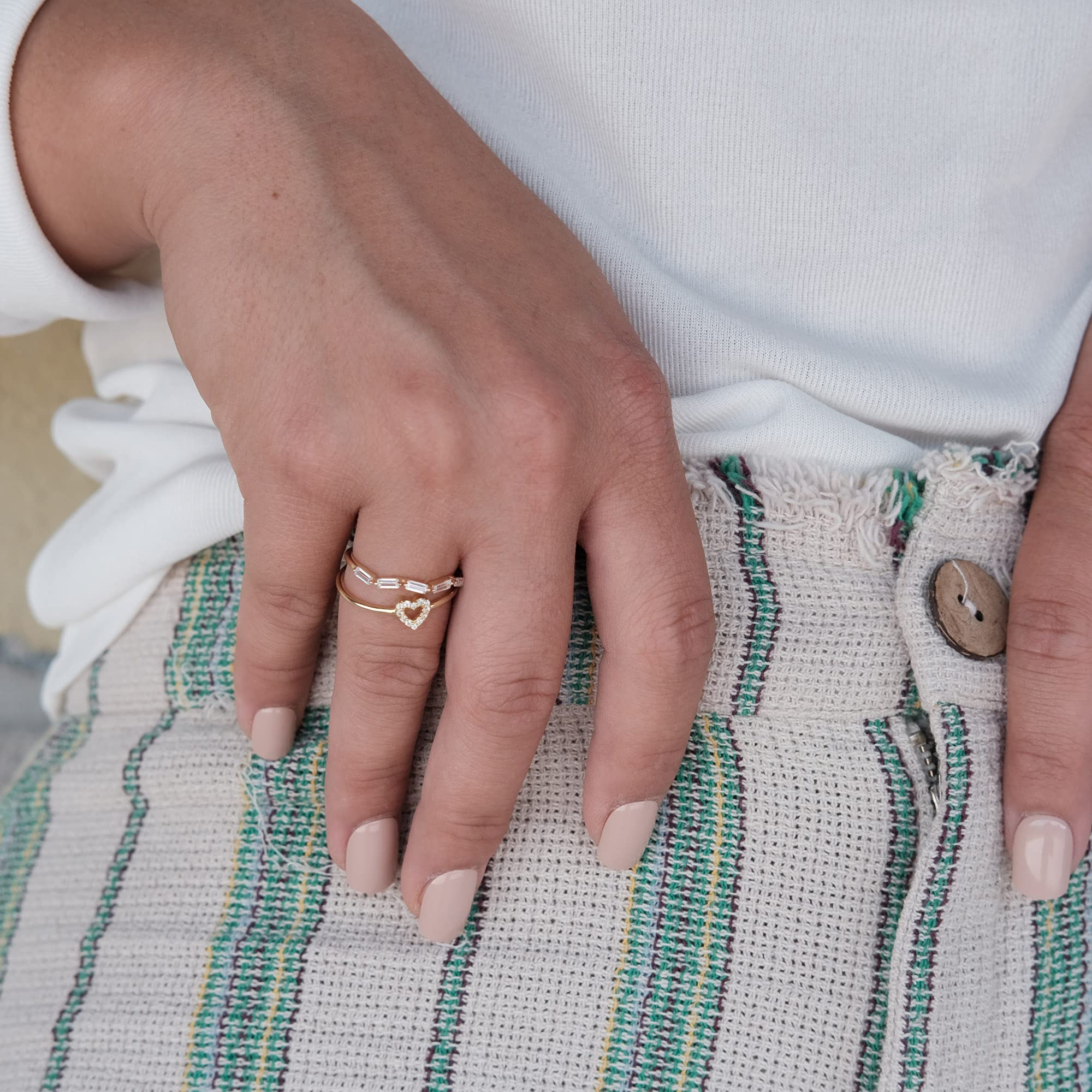 BLOSSOM & HUE Mini Baguette Eternity Band | Hypoallergenic 18K Gold Plated .925 | Dainty Gold Ring | Cluster CZ Baguette Stacking Ring