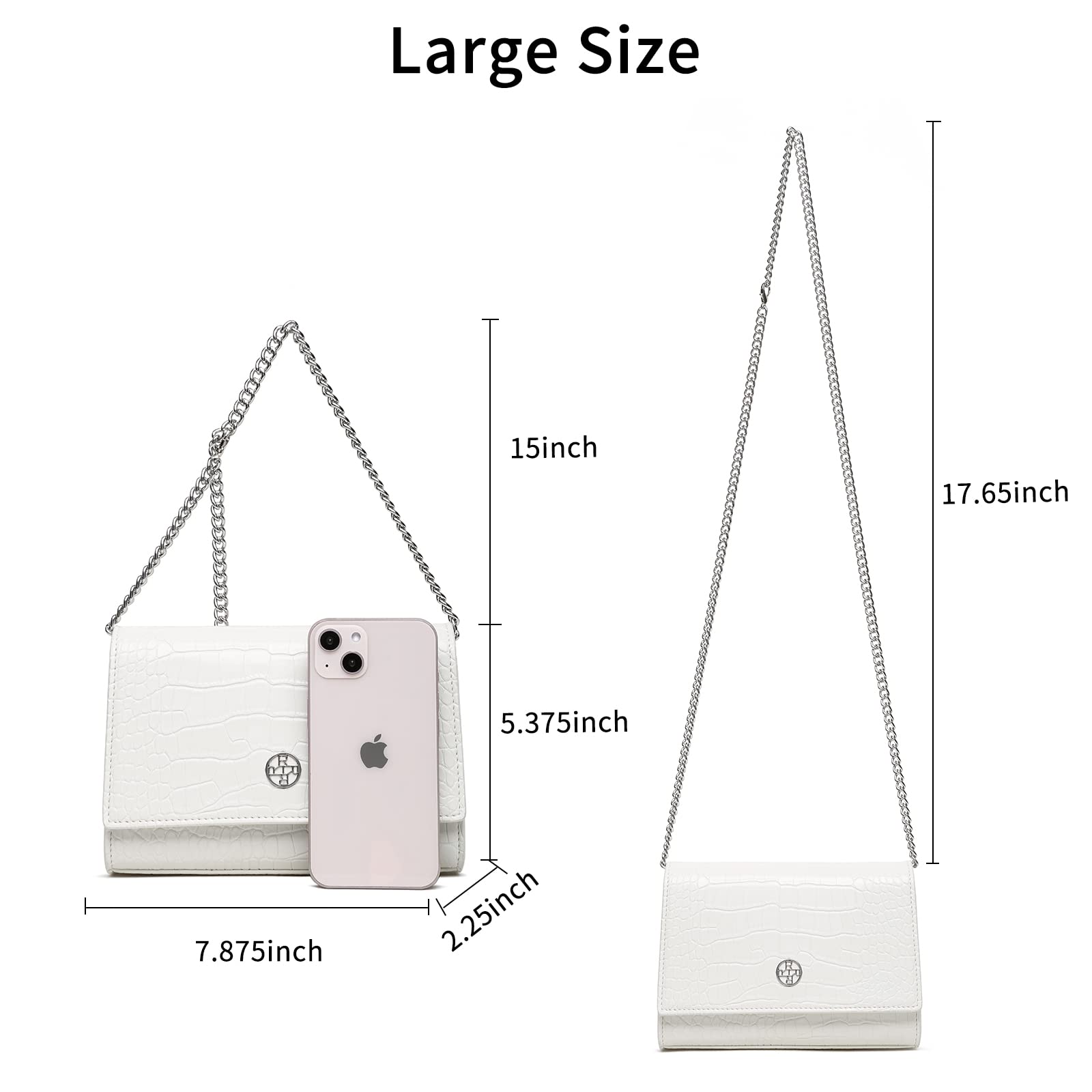 Crocodile Leather Crossbody Bags for Women Leather Cross Body Purses Cute Designer Handbags Shoulder Bag Concise Style(White)