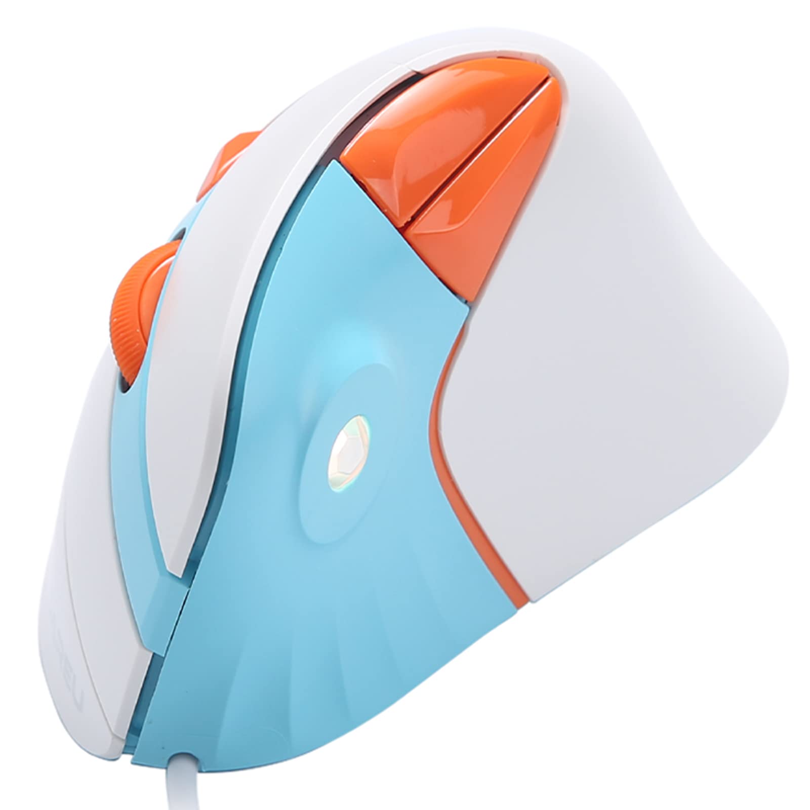 DAREU Vertical Ergonomic 89g Lightweight Optical Mouse, USB Wired RGB Gaming Mouse Reduce Wrist/Hand Strain, 1000/1600/3200/6400 DPI, 6 Buttons for Laptop, Desktop, PC, Mac (White&Blue)