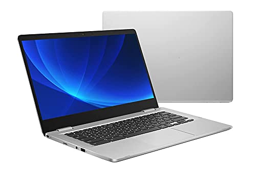 NewASUS Chromebook 14 Inch HD Laptop Computer PC for Business Student with 4GB RAM 64GB eMMC Intel Celeron N3350 WiFi Bluetooth Webcam Type-C Online Class Ready Chrome OS 1-Week AimCare Sup