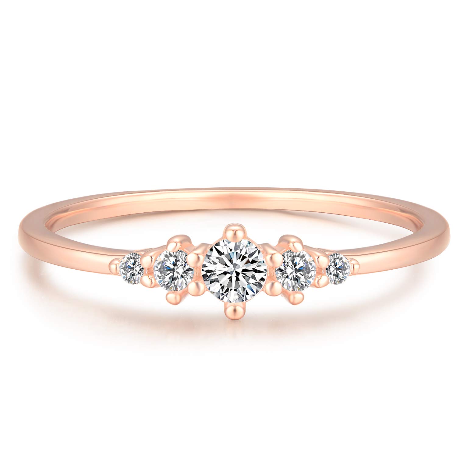 Blossom and Hue Sterling Silver Stacking Ring with 5 Mini CZ Stones Eternity Band