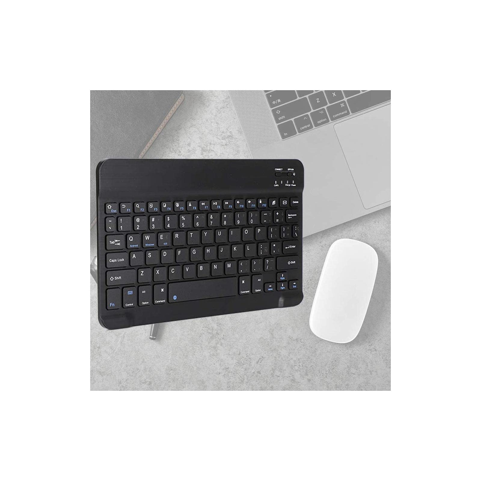 V BESTLIFE Keyboard Spanish English 10.1" Slim Ultra Wide 80-Key Keyboard Bluetooth 3.0 for Android/for iOS/for Win