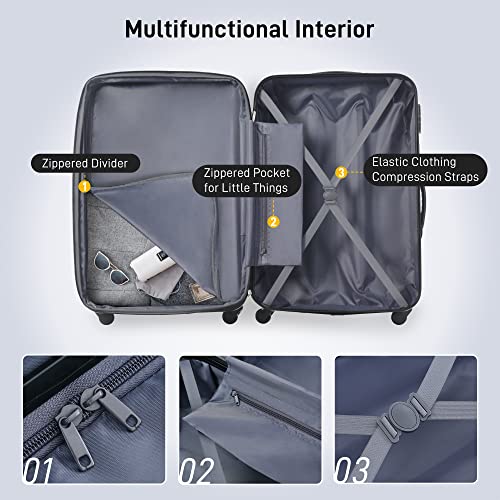 Merax Luggage Sets of 3 Piece Carry on Suitcase Airline Approved,Hard Case Expandable Spinner Wheels (Deepblue)