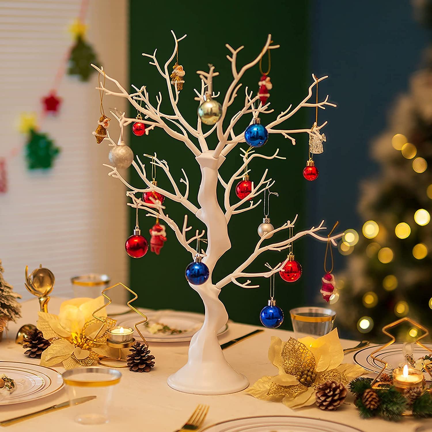 Sziqiqi Small Artificial Tree for Table Centerpiece White Fake Trees 1.9FT Faux Tree for Wedding Party Birthday Garden Home Christmas Decorations Indoor Outdoor