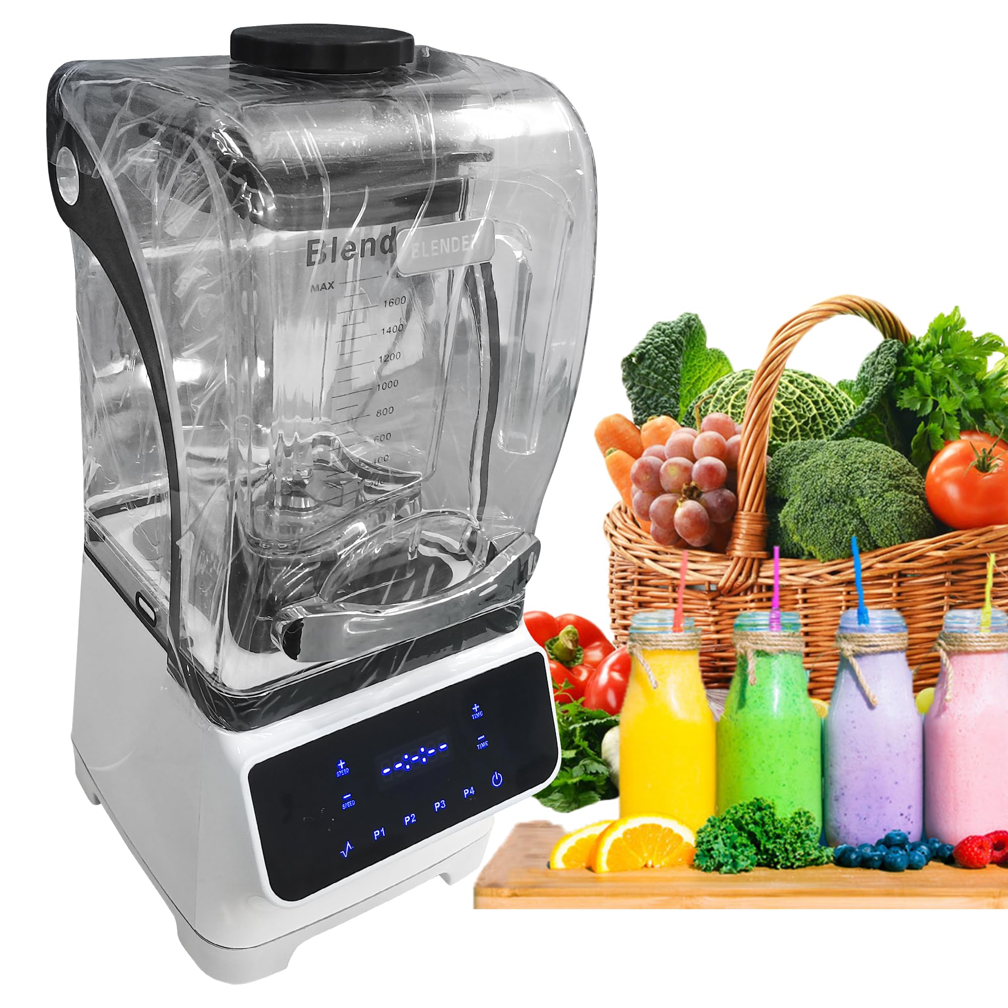 Generic Yovtekc Commercial Blender Smoothies, Blender for Kitchen with 1.8L(61oz) Plastic Jar, Countertop Blender with Sound Shield for Frozen Fruit Smoothies, High-speed Blender 2200W White