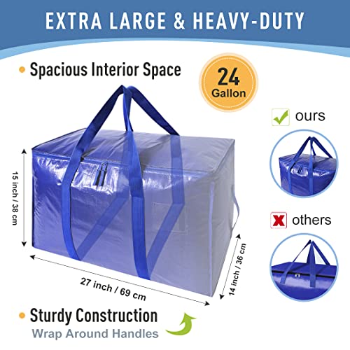 Moving Bags Heavy Duty Extra Large Cube Storage Tote for Space Saving, Traveling Organizer, with Zippers & Strong Carrying Handles (Set of 10)