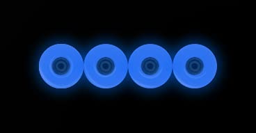 Teak Tuning Apex 71D Urethane Fingerboard Wheels, New Street Shape, 7.7mm Diameter, Ultra Spin Bearings - Made in The USA - White Blue Glow Colorway