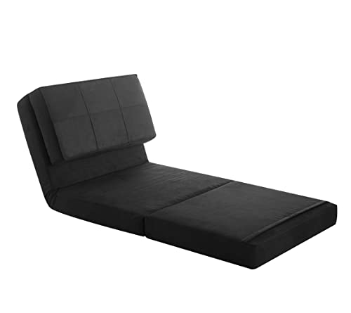 Urban Shop Ultra Suede Convertible Flip Chair, L28.5 x W29.53 x H23.0, Black