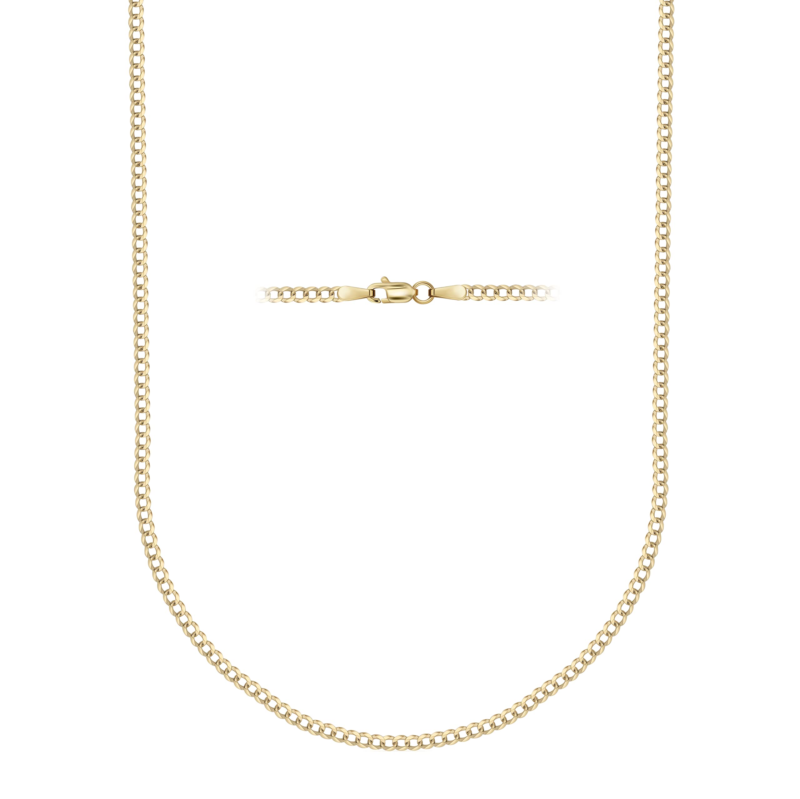 PORI JEWELERS 10K Gold 2.0mm Cuban/Curb Link Chain Necklace-Multiple lengths available-Made In Italy (Yellow, 22)