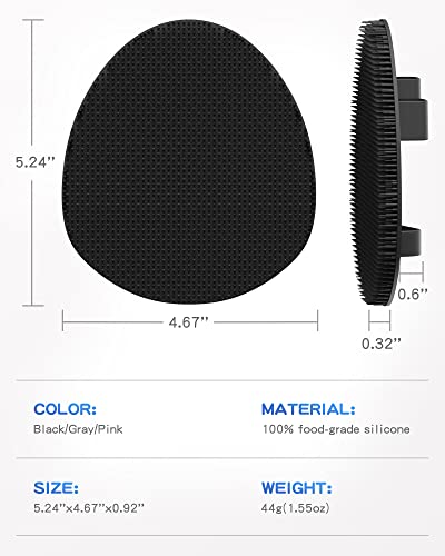 Manmihealth Silicone Back Scrubber(Thin Bristles) & Soft Bath Glove Set, Super-Cleaning Body Scrubber & Super-Lathering Shower Brush Combination, with a Free Hook. (Black)
