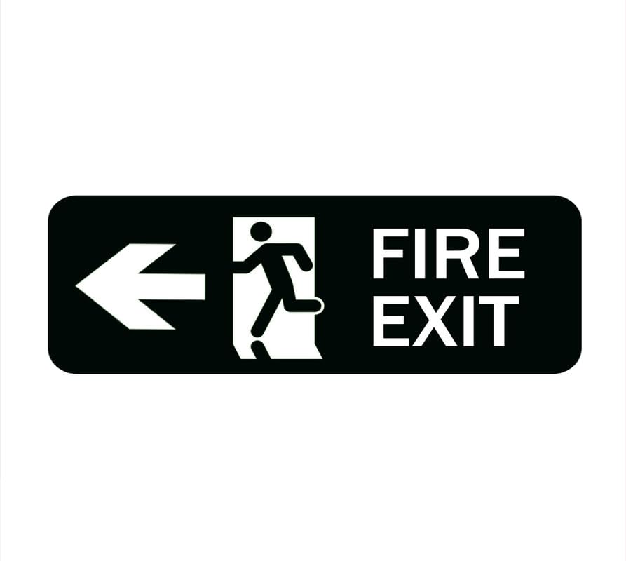 Fire Exit Sign For House/Office,Signs For Home,Thick Acrylic Self-Adhesive Modern Design Door Sign 8X3 Inch Home Decor Sign Accessories Door Or Wall
