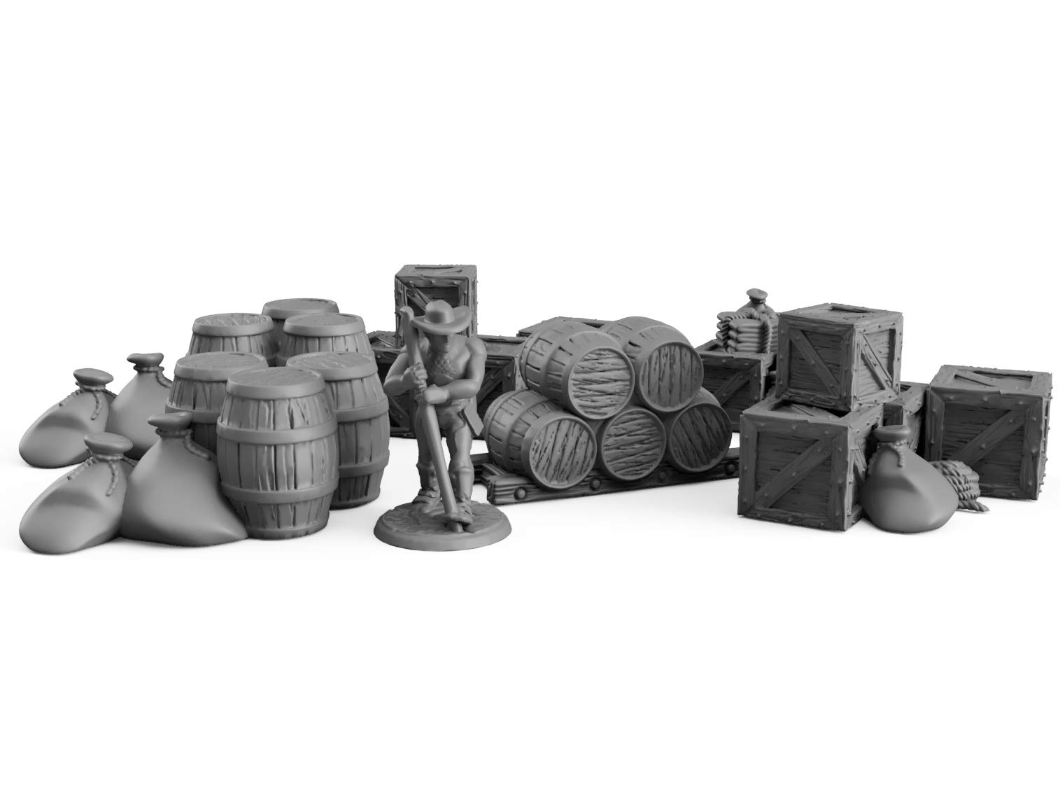 Port Ships Cargo Piles DND Terrain 28mm for Dungeons and Dragons, D&D, Pathfinder, Warhammer 40k, RPG, Miniatures, Age of Sigmar, Tabletop, D and D, Dungeons and Dragons Gifts