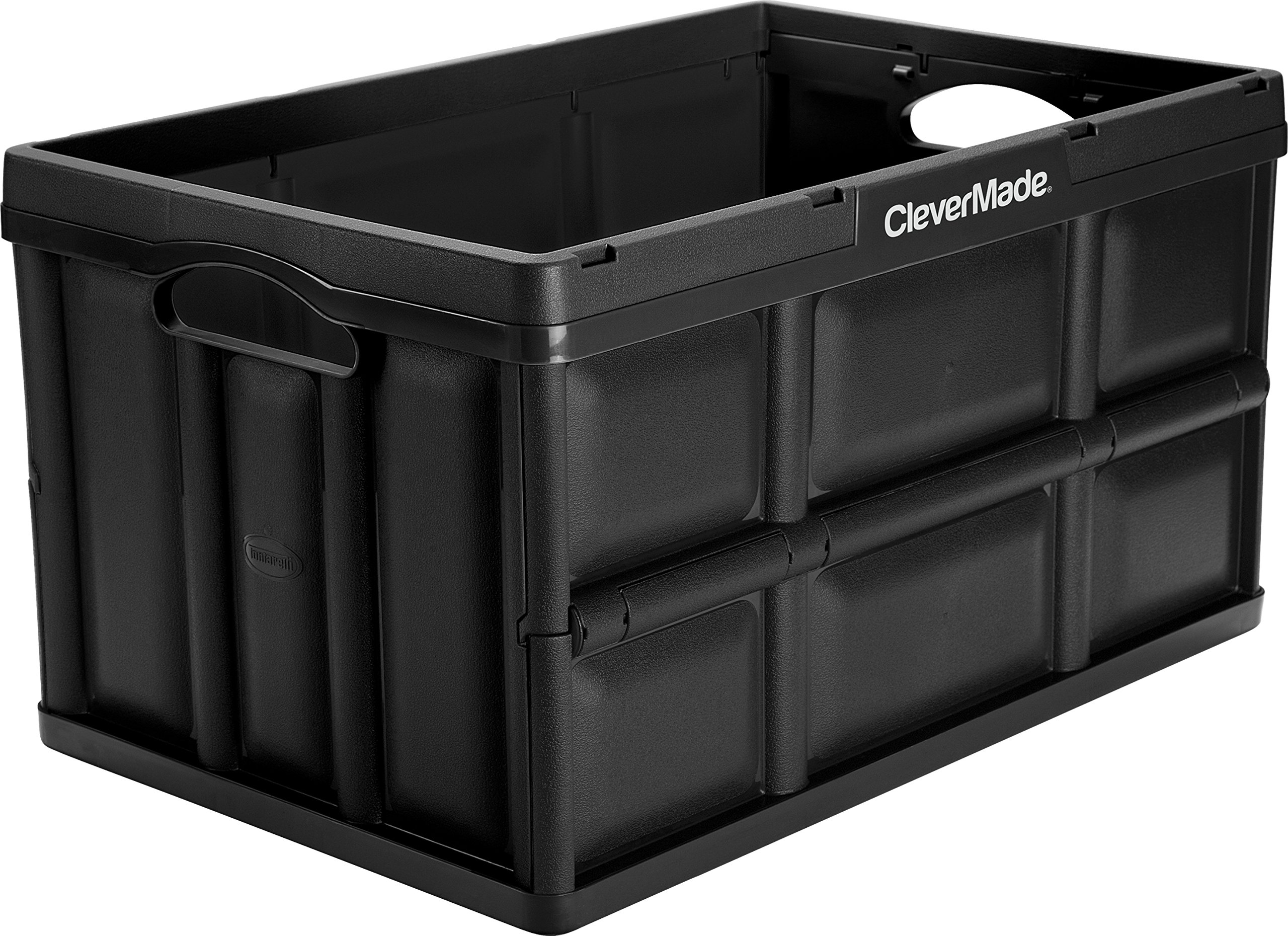 CleverMade Collapsible 45L and 62L Plastic Storage Bins (3 Pack Black) - Utility Containers for Organizing, Toy Storage, Garage Storage