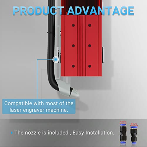 ORTUR Selected Laser Air Assist for Laser Cutter, 16L/min Airflow Air Assist Pump Kit for Most Laser Engraver and Cutter, Low Noise, Clean Surface & Smooth Edge