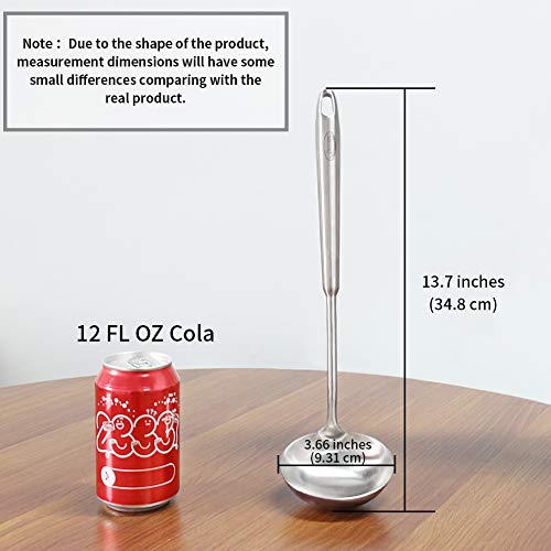 Newness Soup Ladle, [Rustproof, Heat Resistance, Integral Forming] Durable 304 Stainless Steel Soup Spoon with Vacuum Ergonomic Round Handle, Cooking Spoon for Kitchen, 13.7 Inches