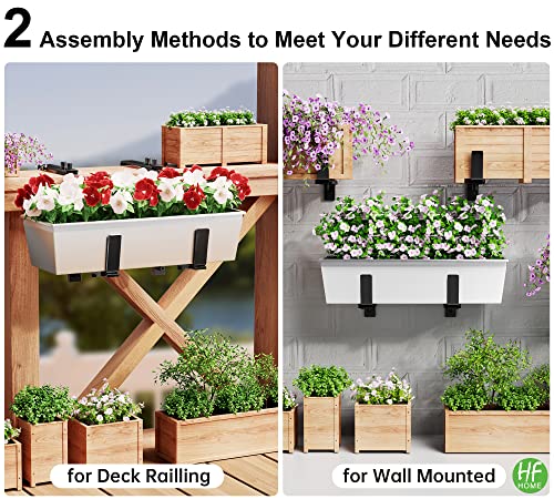 HFHOME 4 PCS Adjustable Planter Box Bracket (6 to 12.5 Inches) for Flower Box Holders, Window Boxes Planters Hooks, Heavy Duty Wall Mount Holder for Windowsills, Garden, Fences, and Balcony - Black