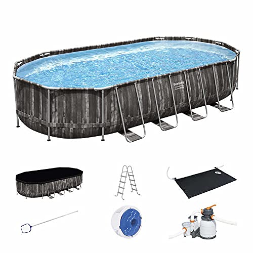 Bestway Power Steel 22β x 12β x 48ββ Above Ground Oval Pool Set w/Ladder, Cover, Filter Pump, Replacement Cartridge, Repair Patch