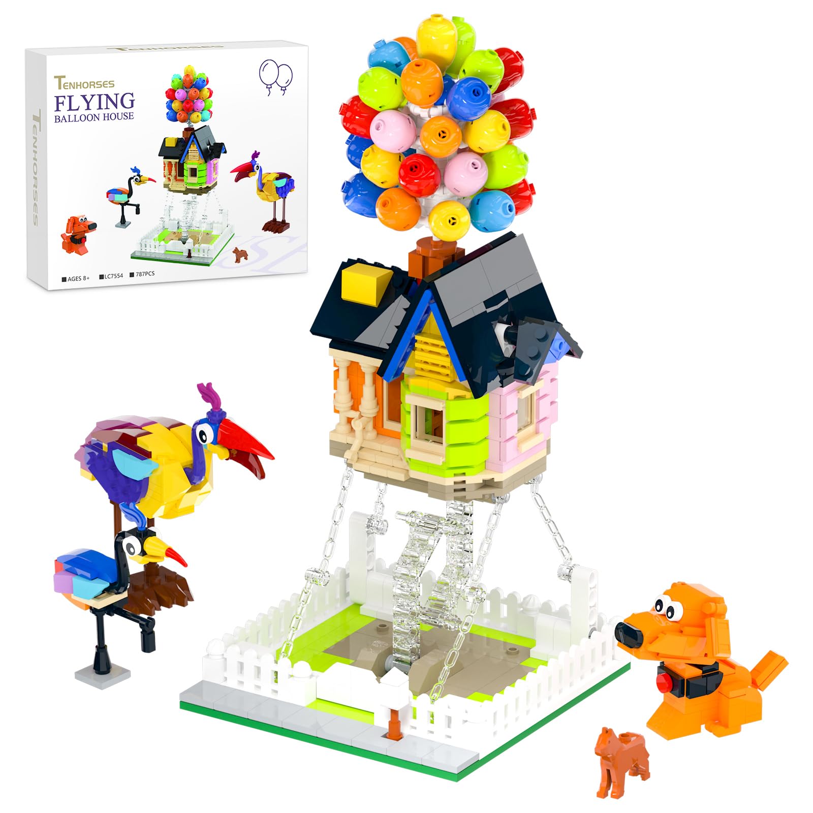 Tenhorses Up Flying House with Balloons Building Sets, 787Pcs Tensegrity Toys Balloon House Building Kit for 8-14 Years Old, Mother Day Birthday Gifts for Boys Girls Mom Adults