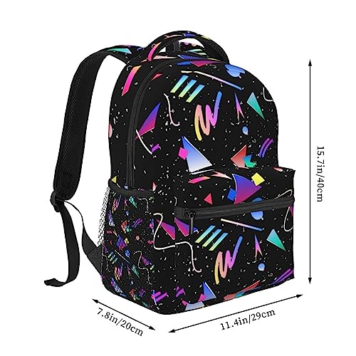 MANQINF Funny 80S 90S Pattern Backpack Casual Hiking Camping Travel Backpacks Lightweight Daypack Bag Women Men Bookbag