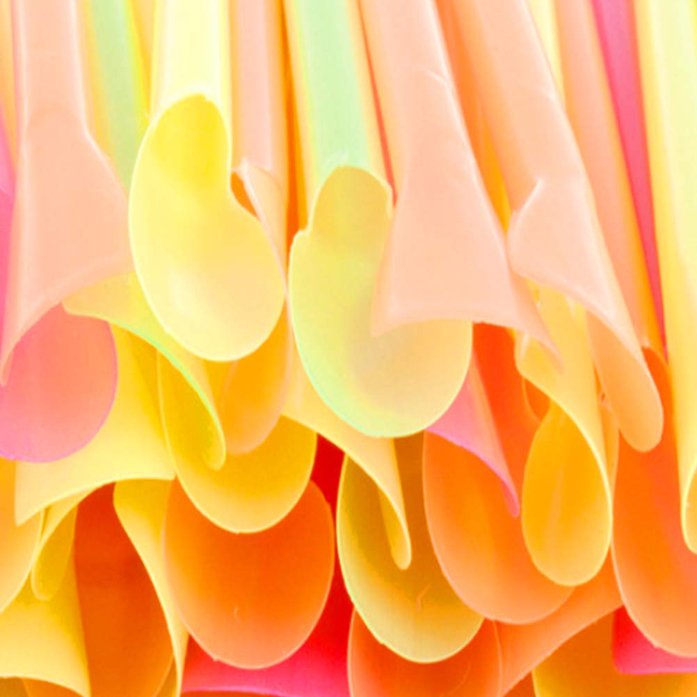 DOITOOL 50pcs Straws Drinking Straw Straw Disposable Spoon