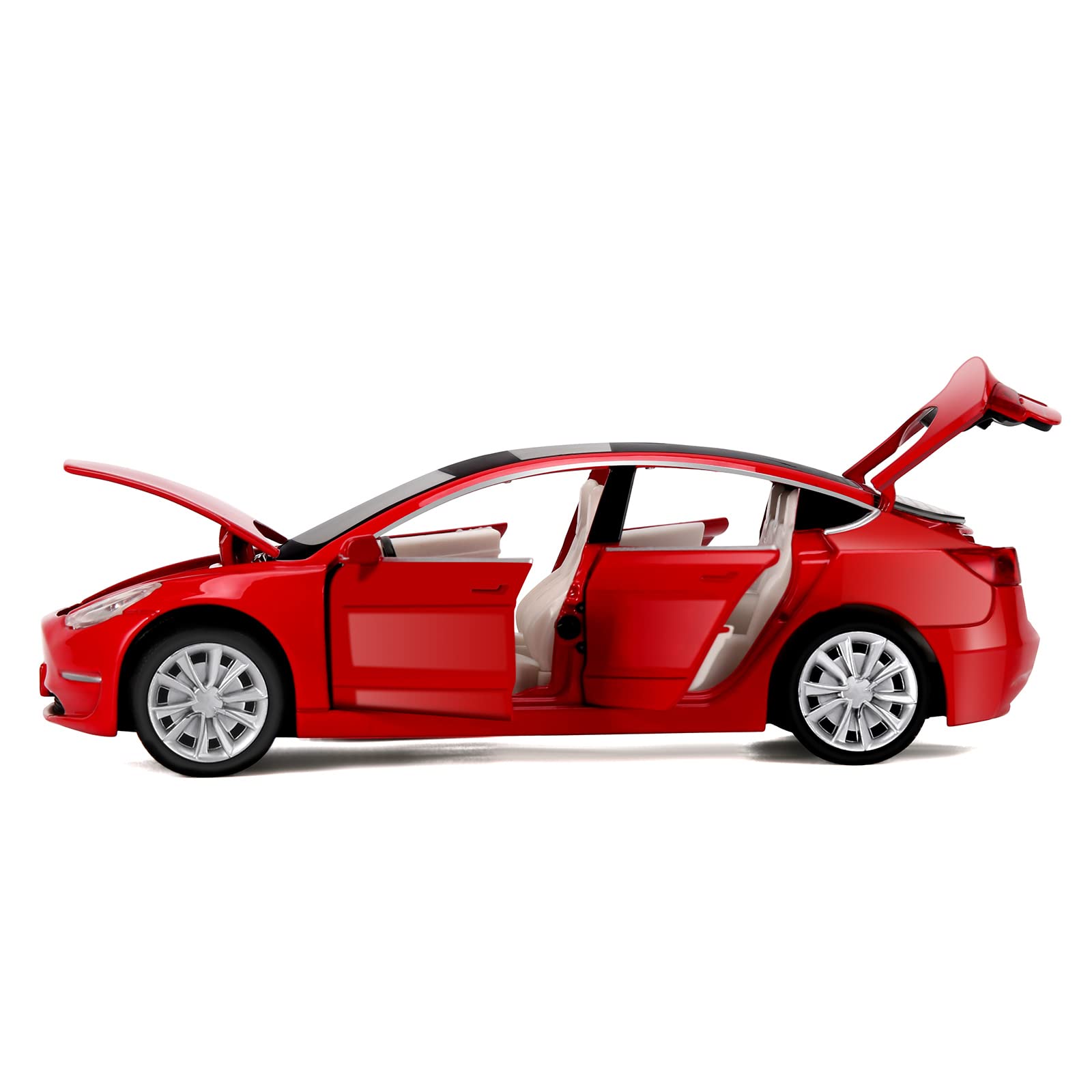 Toy Car 1/32 Model 3 Metal Die Casting Pull Back Car for 3 4 5 6 7 Year Old boy Toy with Sound and Light,Red