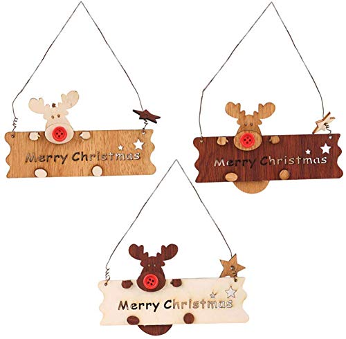 BinaryABC Christmas Wooden Sign Plaque Door Wall Hanging Decorations,Merry Christmas Party Decorations,3Pcs