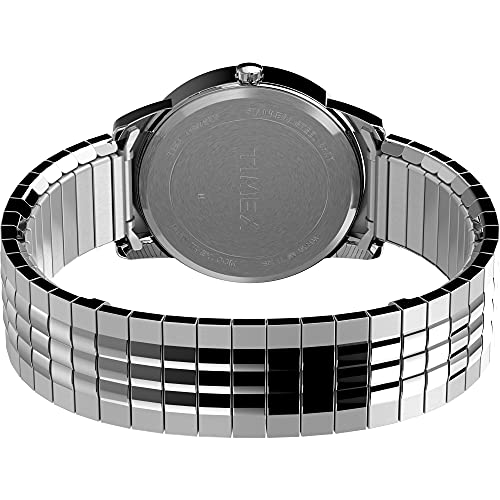 Timex Men's Easy Reader 35mm Perfect Fit Watch β Silver-Tone Case Blue Dial with Silver-Tone Expansion Band