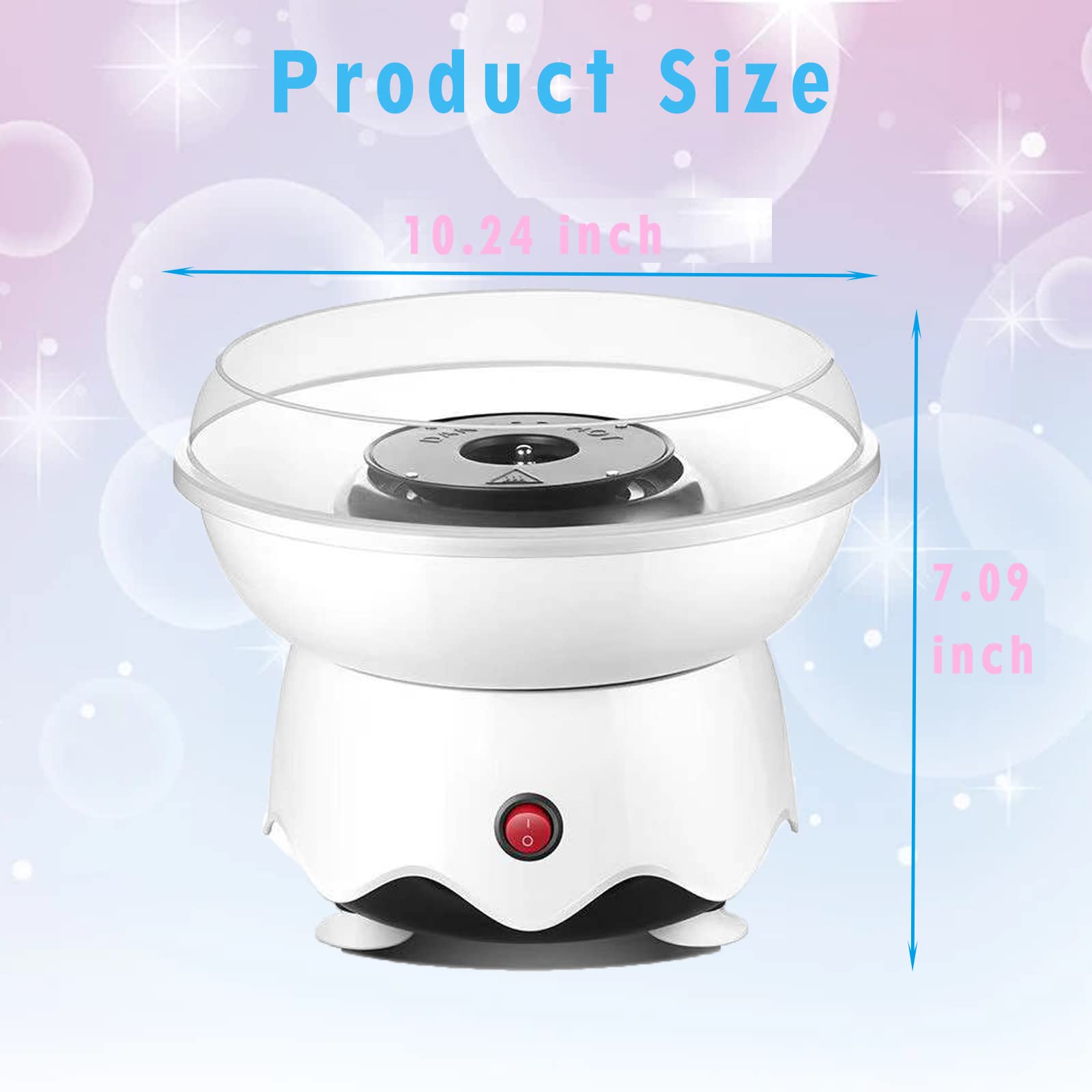 CR Party Cotton Candy Maker, Homemade Portable White Cotton Candy Machine for Kids Birthday Party Christmas Gift, White-S1