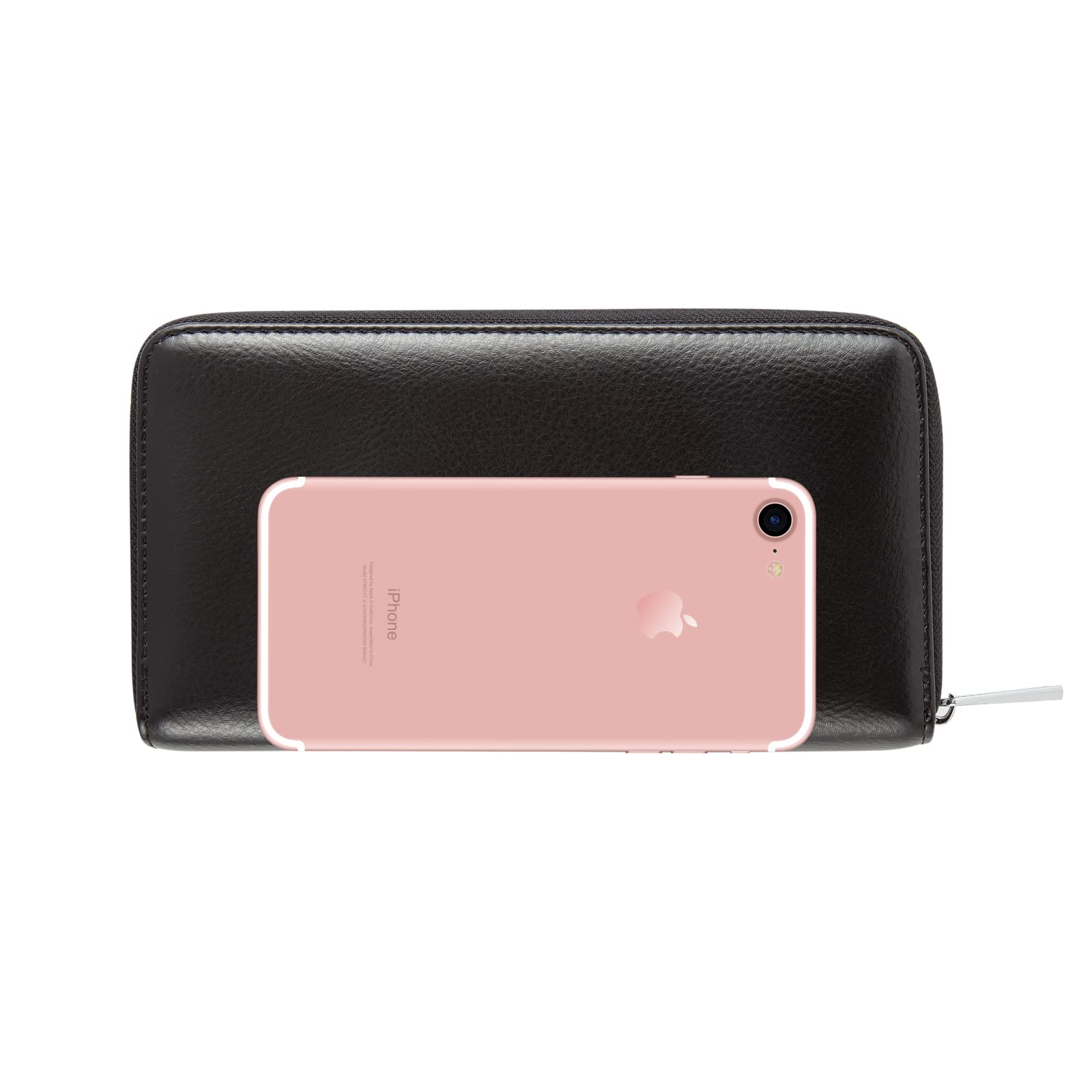 Tesucotus RFID Wallet Credit Card Holder Wallet Leather Wallet for Women with Zipper 36 Slots (Black)