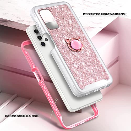 NGB Supremacy Compatible with Samsung Galaxy A23 4G/5G Case, Full Body Protection with [Built-in Screen Protector] Ring Holder/Wrist Strap, Slim Fit Shockproof Bumper Durable Cover (Rose Gold)