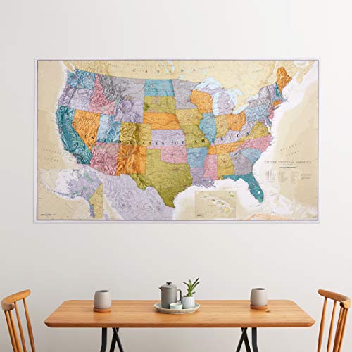 Maps International Giant Classic USA Mega-Map - Map of The United States Poster - Front Lamination - 46 x 80