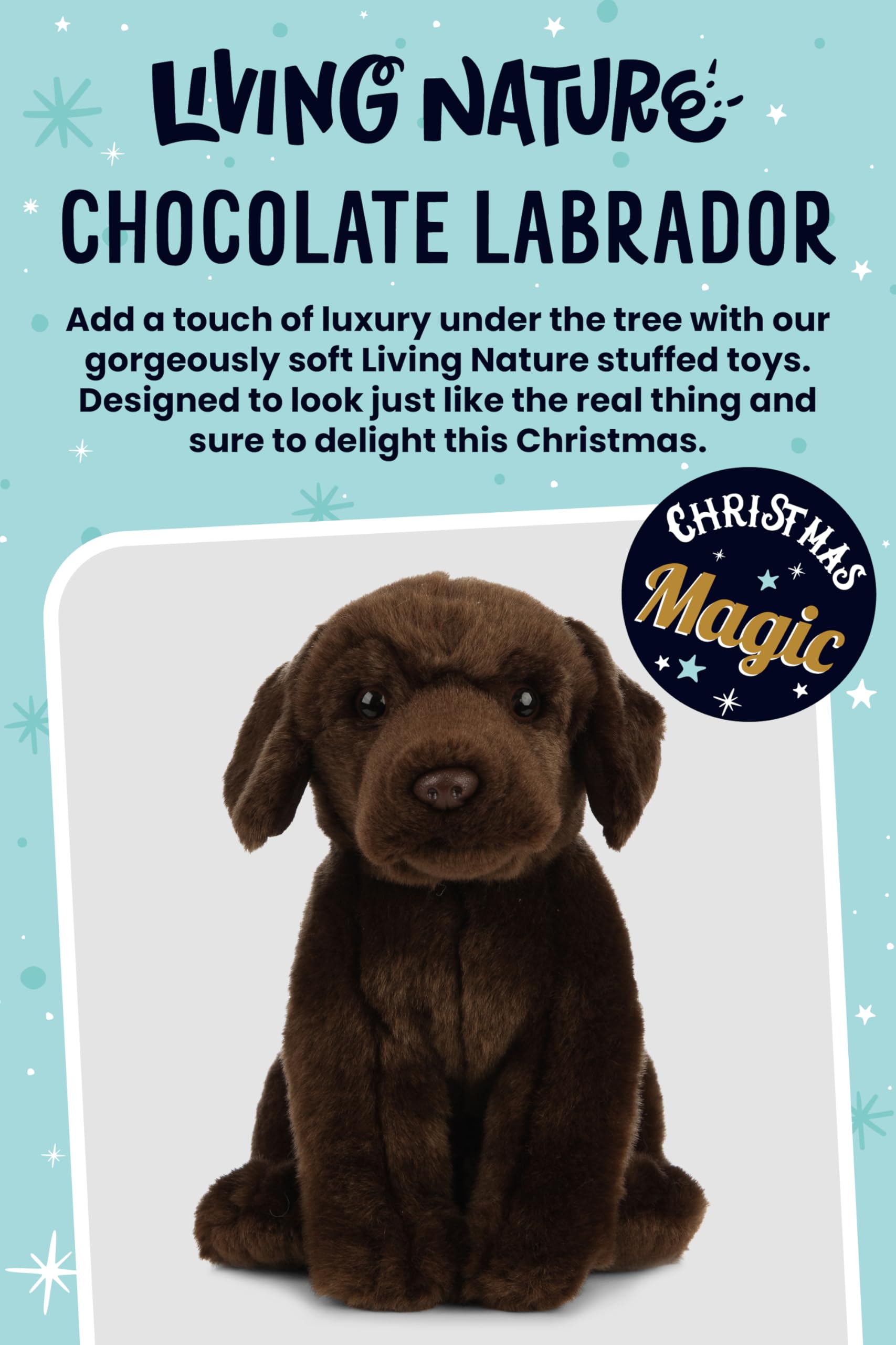 Living Nature Chocolate Labrador Stuffed Animal | Fluffy Dog Animal | Soft Toy Gift for Kids | 8 inches