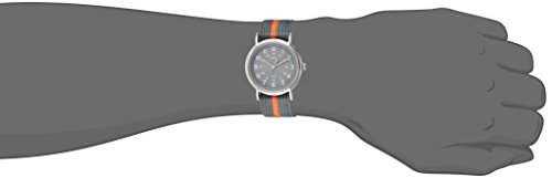 Timex Unisex T2N649 Weekender 38mm Gray/Orange Stripe Nylon Slip-Thru Strap Watch