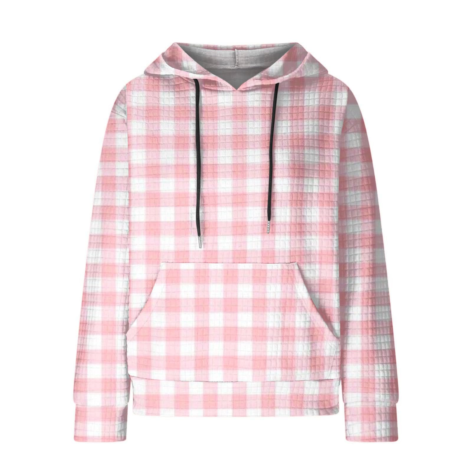 Ceboyel Women Waffle Knit Cute Hoodies Drawstring Pullover Sweatshirts Fashion Casual Sweaters Comfy Fall Clothes Outfits volleyball Sweatshirt Pink 3X