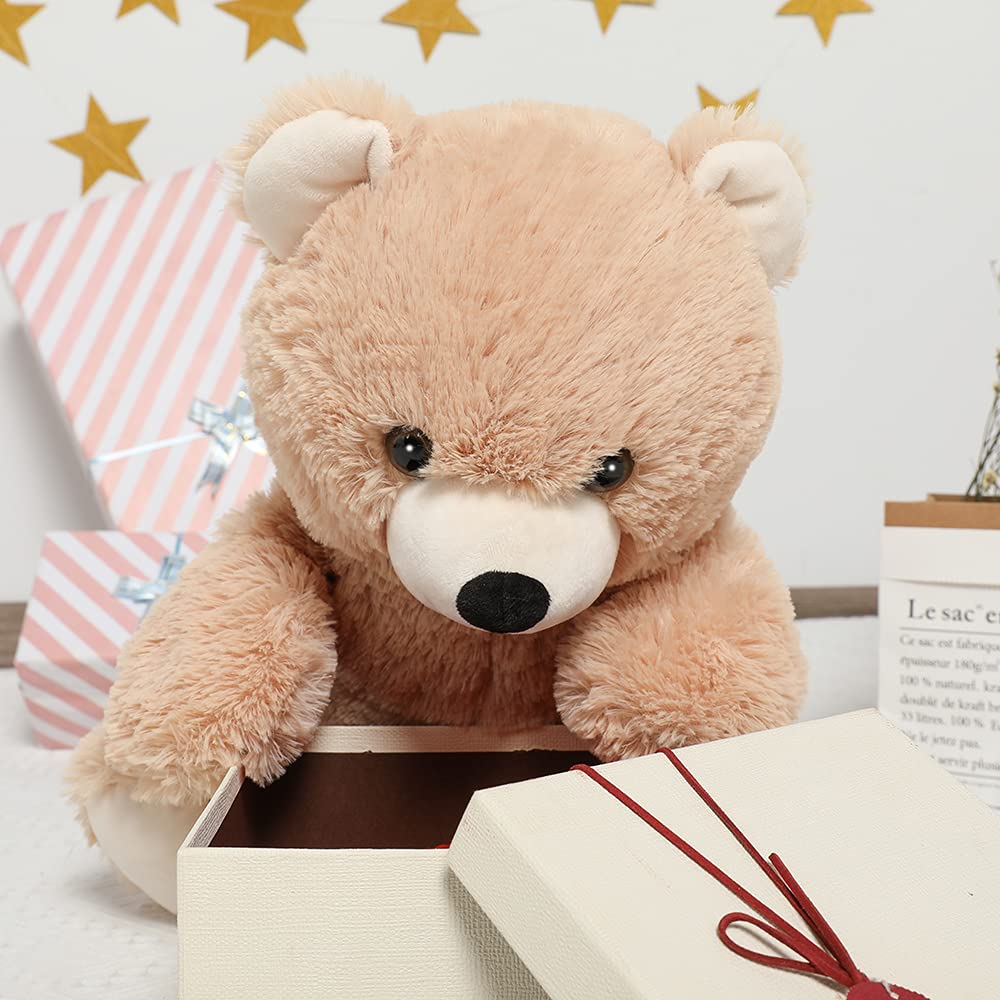 Tezituor Teddy Bear Stuffed Animal, Small 18 inch Teddy Bear Cute Plush Bear, Christmas Birthday Valentines Day Teddy Bear Gift for Girlfriend Girl Boy, Tan