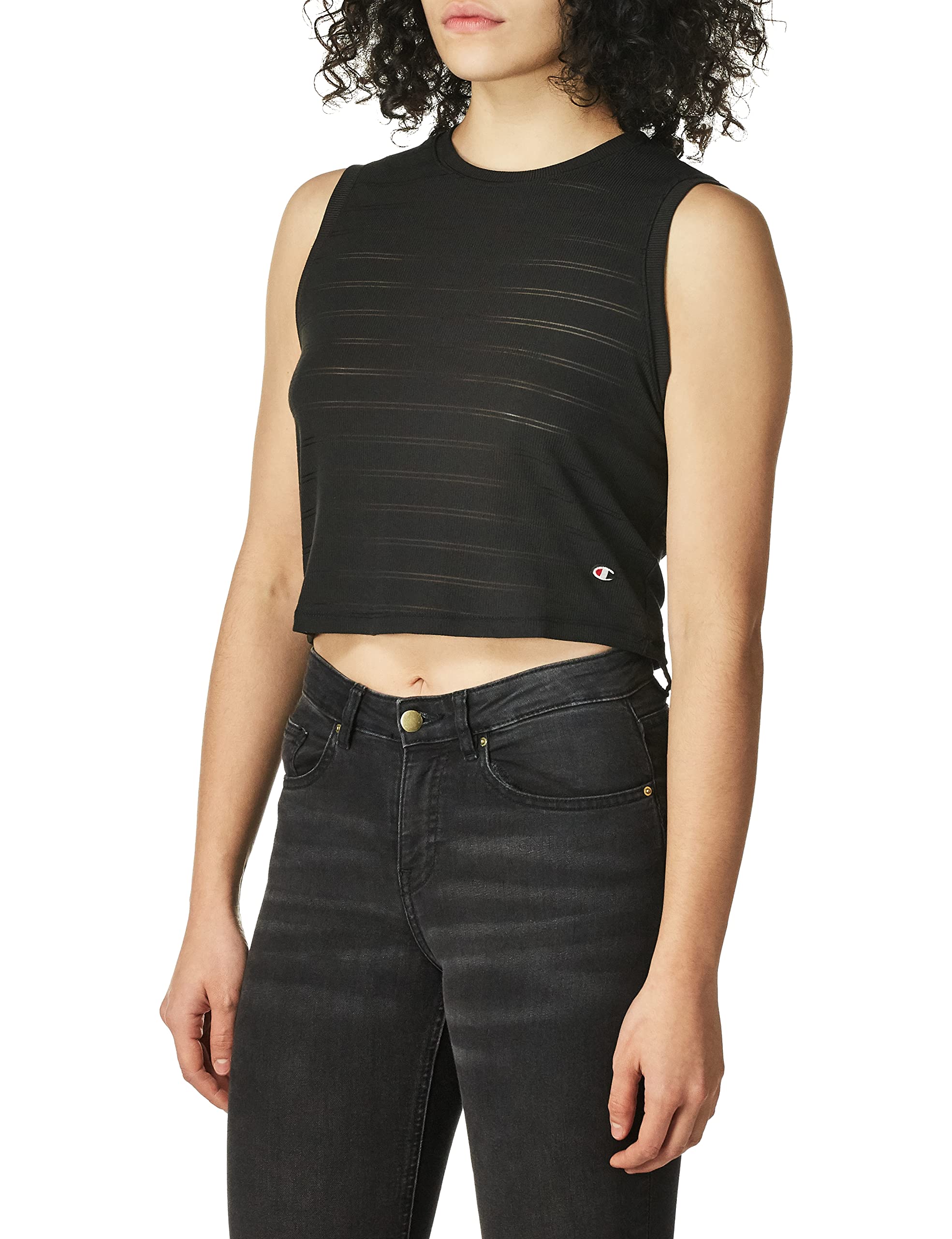 Champion Women's Cropped Muscle Tee, Black, XX-Large