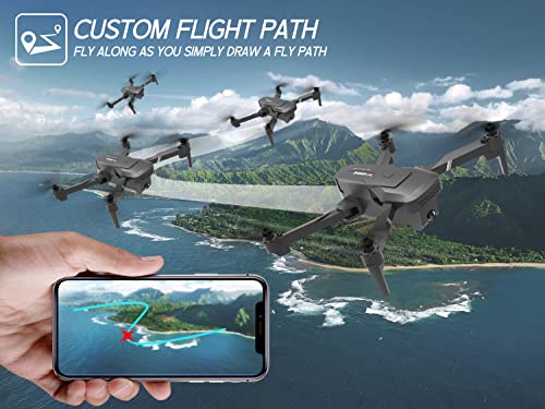 NEHEME NH760 Drones with 1080P HD Camera for Adults, WIFI FPV Live Video, RC Quadcopter Foldable Drones for Kids Beginners, Headless Mode, One Key Start Toys Gifts with 2 Batteries, Upgraded Version