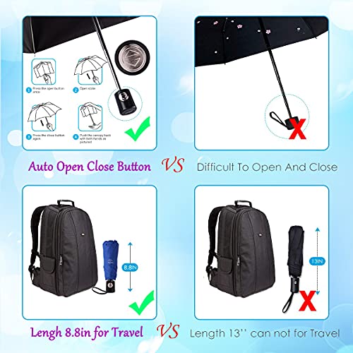 NOOFORMER Travel Mini Automatic Umbrella Auto Open/Close Small Compact Lightweight Portable Folding Windproof Rain Umbrellas for Women Men Kids