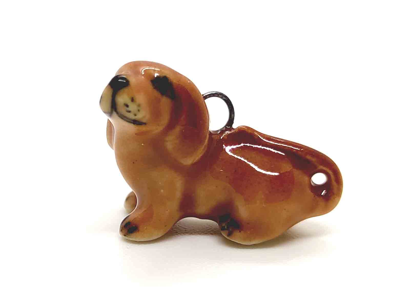 SSJSHOP Dachshund Dollhouse Small Figurines Hand Painted Ceramic Animals Dog Lover Collectible Gift Home Garden Decor (Pendent), Black
