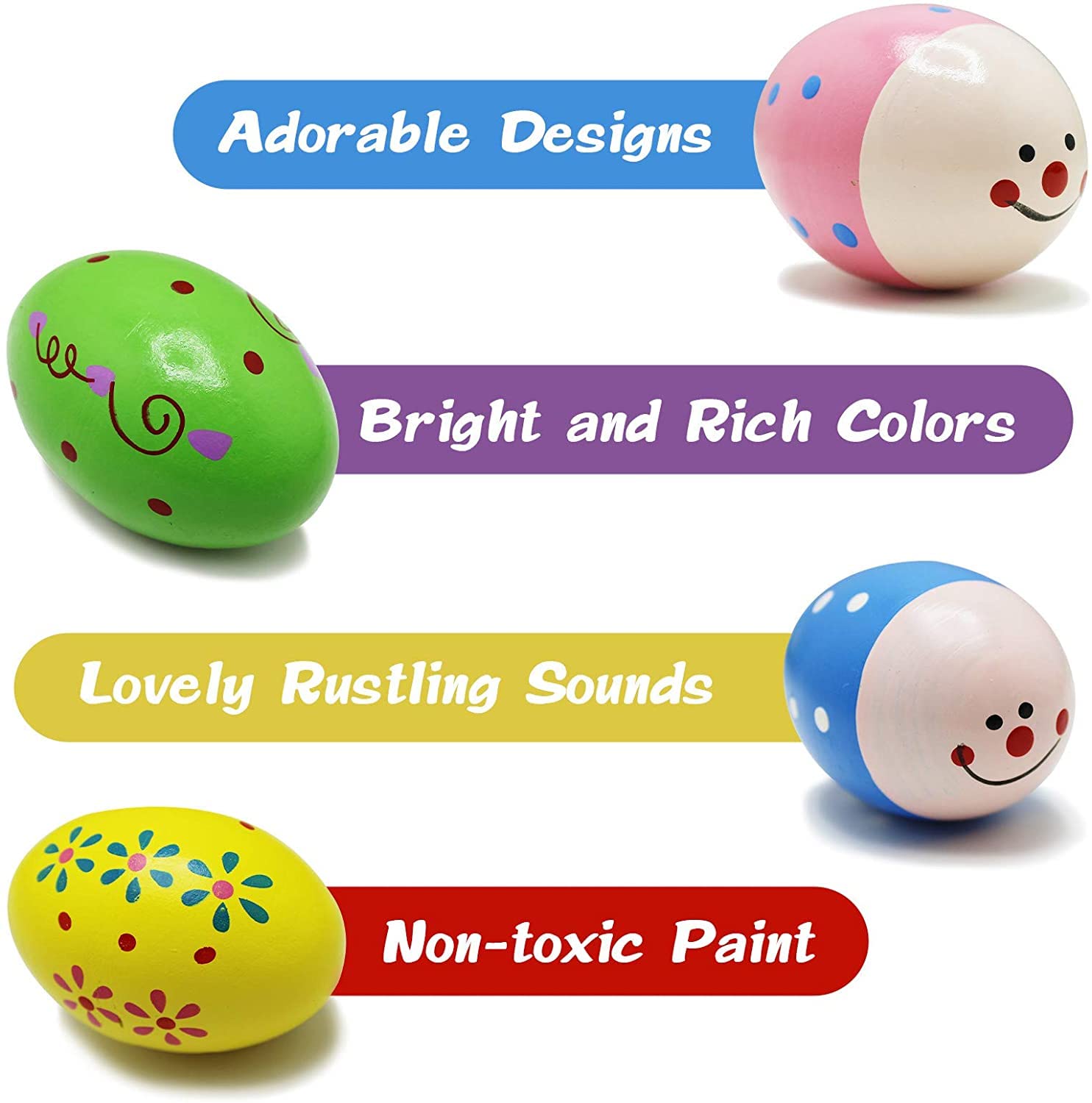 Colorful Egg Shaker Set (6 Pieces) Hand Shakers for Musical Maracas Percussion Instruments