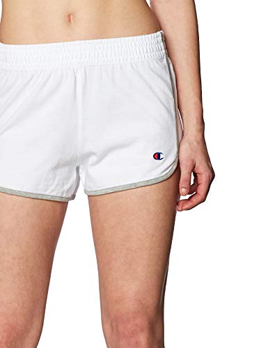 Champion, Gym, Mid-Rise, Comfortable Athletic Shorts for Women, 2.5", White, Small