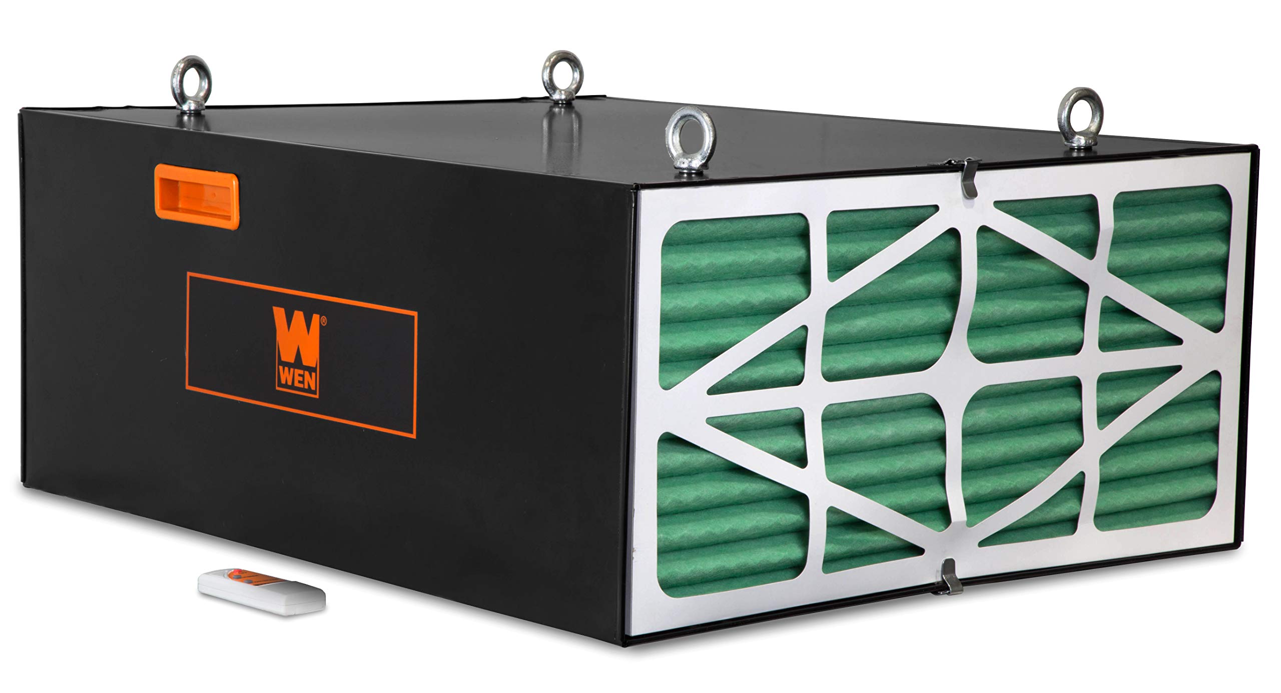 WEN 3417 3-Speed Remote-Controlled Industrial-Strength Air Filtration System (556/702/1044 CFM) & 3415AF1 1-Micron Industrial-Strength Inner Air Filter, Two Pack