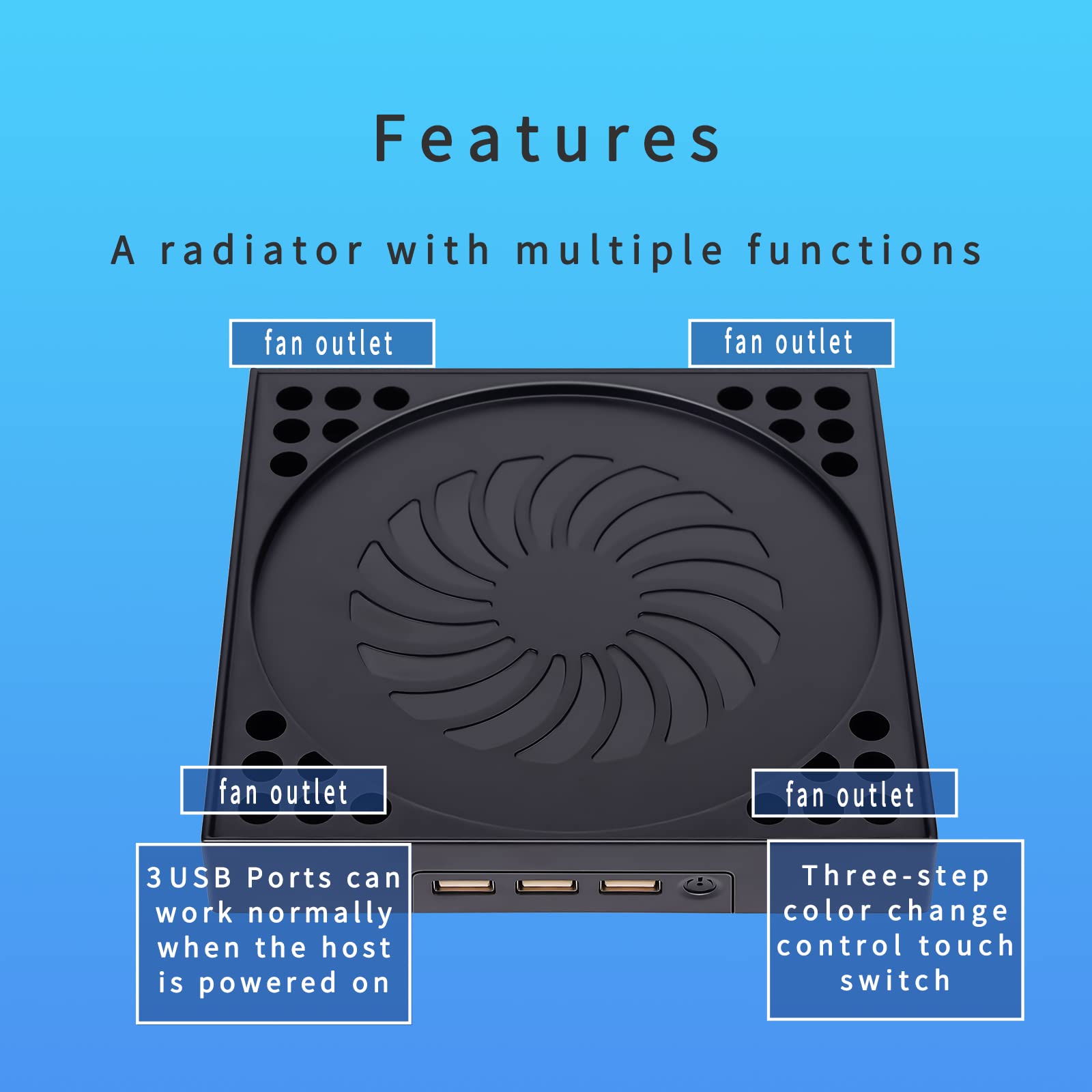 Colorful LED Light Cooling Fan Compatible with Xbox Series X Console, My Genik Cooler System Accessories with Dual Fans and External USB Port (No Light Cooling Fan)