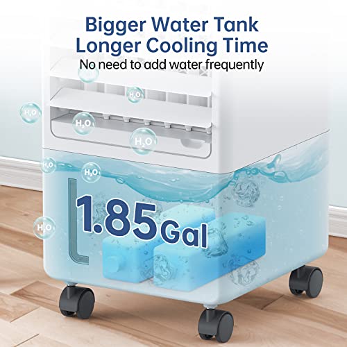 Evaporative Air Cooler - AOLOS 3-IN-1 Portable Air Cooler & Air Conditioner Fan w/Remote, 3 Speeds, 1.85-Gal Water Tank, 7H Timer & 40°Oscillation, Ultra Quiet Evaporative Cooler for Room Home Office