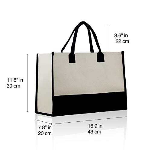 VANESSA ROSELLA Personalized 100% Cotton Canvas Chic Tote Bag (Brown - Customize)