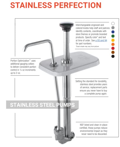 Server Products 82054 Plunger Assembly, Condiment and Sauce Pump Replacement Part, Stainless Steel, Compatible With Server Products Stainless Steel Pump Model 82120