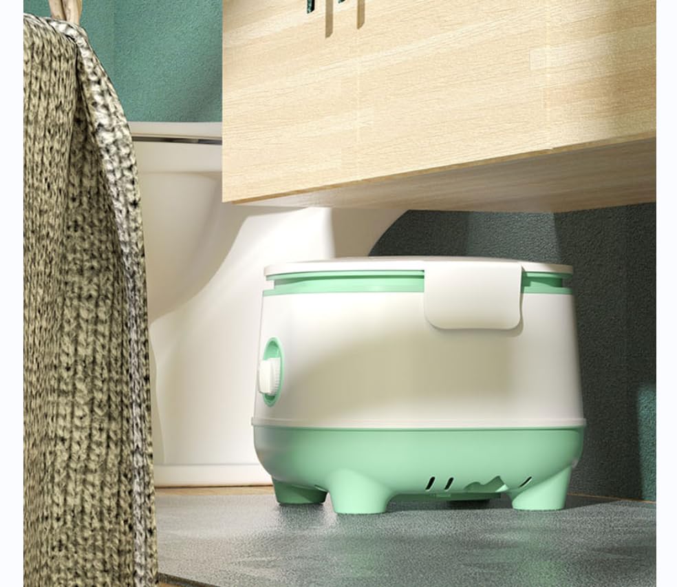 Small Portable washing machine,Camping laundry washer ,Portable Laundry Tub with Pipe,mini Washer,Small Clothes Washing Machine Washer for baby,Pet clothes,Travelling,Camping (Green)